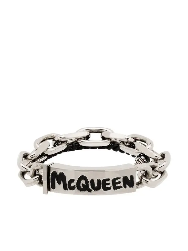 Alexander McQueen Graffiti Chain Bracelet - Silver