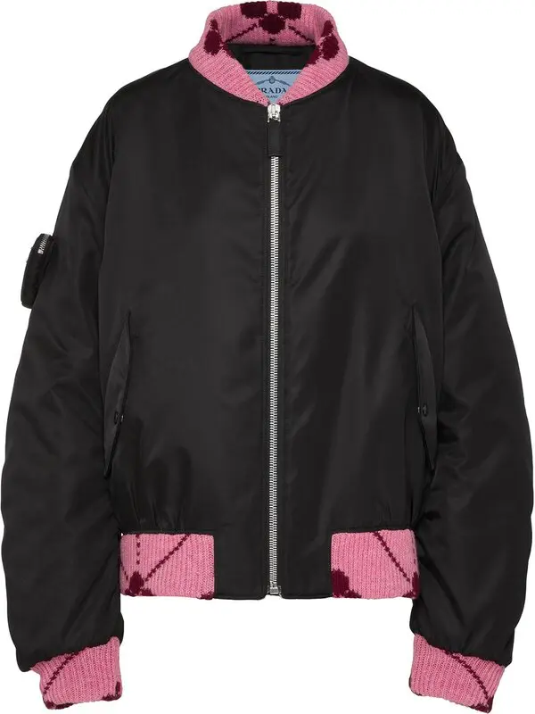 Prada Re-nylon Jacquard-trim Bomber Jacket