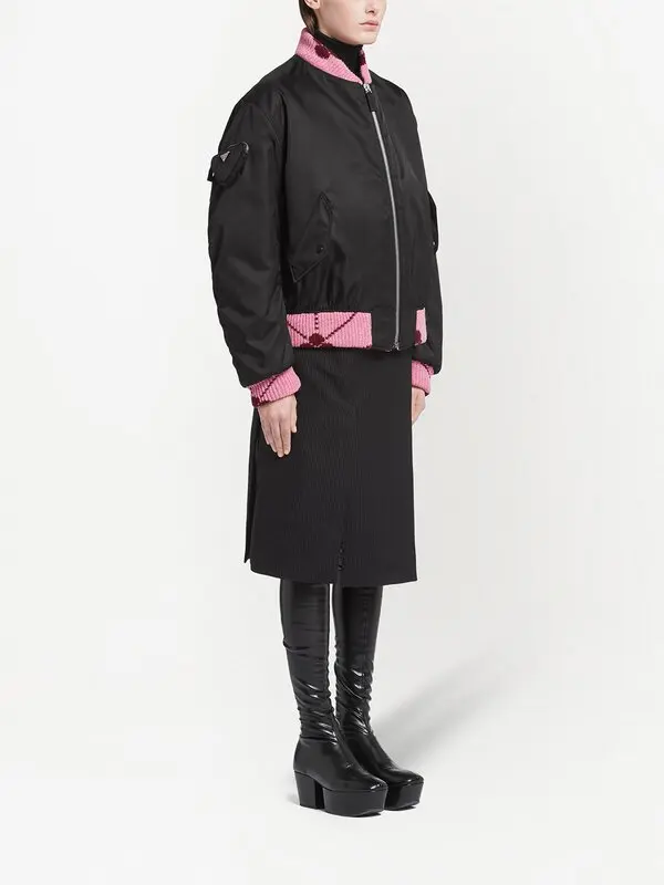 Prada Re-nylon Jacquard-trim Bomber Jacket