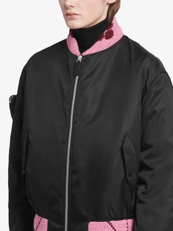Prada Re-nylon Jacquard-trim Bomber Jacket