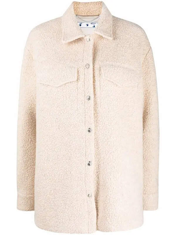 Off-White Long-sleeve Teddy Overshirt - Neutrals