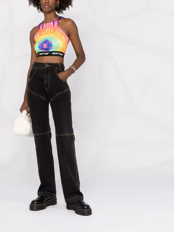 Philipp Plein Tie-dye Cropped Top - Blue