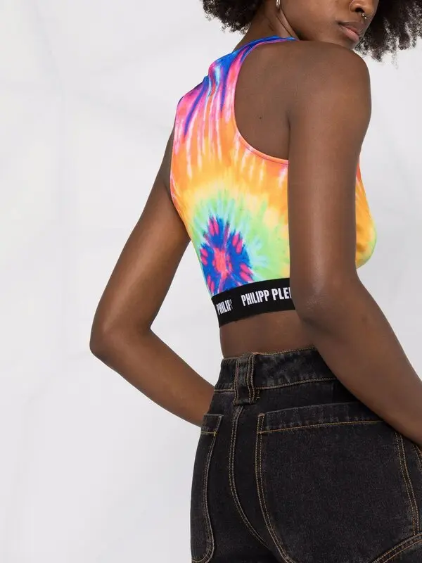 Philipp Plein Tie-dye Cropped Top - Blue