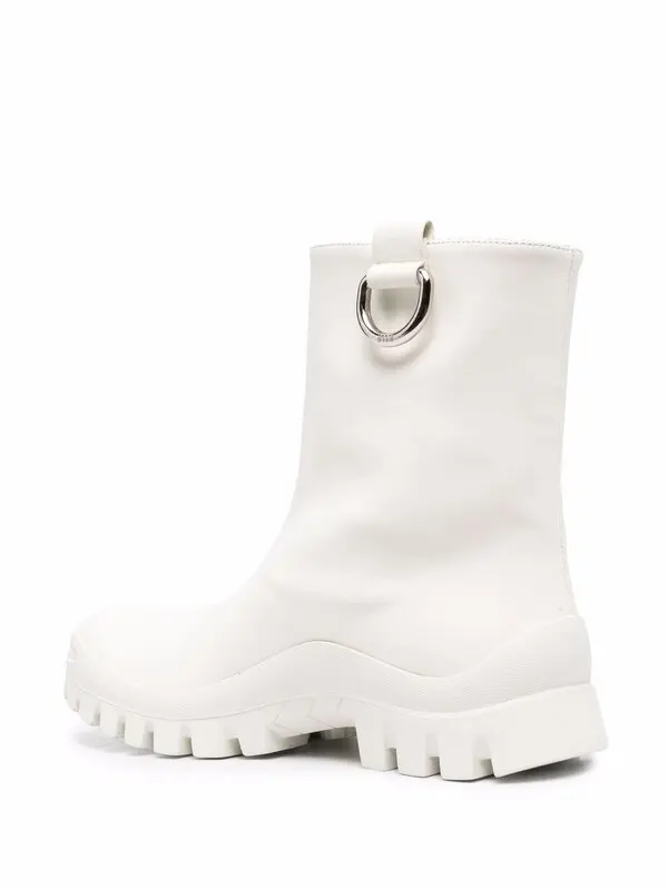 MSGM Round Toe Ankle Boots - White