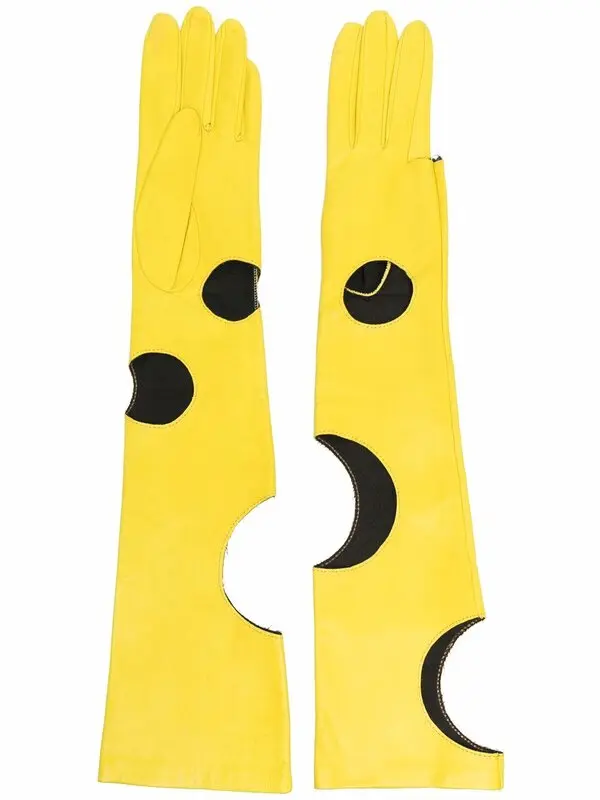 MANOKHI Cut-out Leather Gloves - Yellow