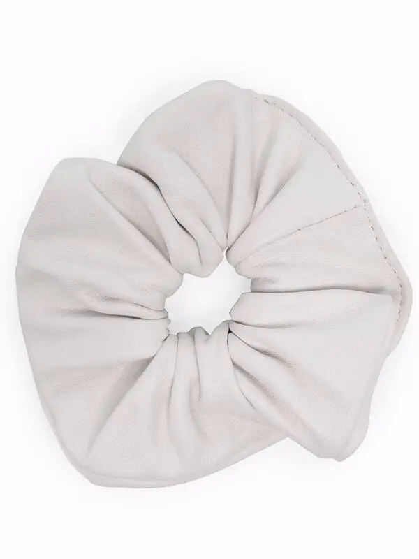 MANOKHI Textured Leather Scrunchie - White
