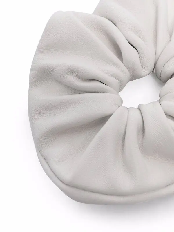 MANOKHI Textured Leather Scrunchie - White