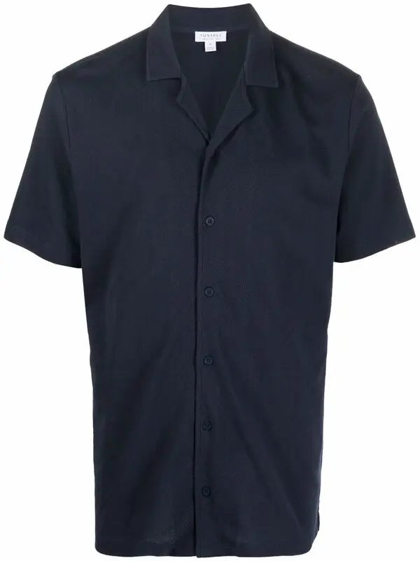 Sunspel Button-up Polo Shirt - Blue