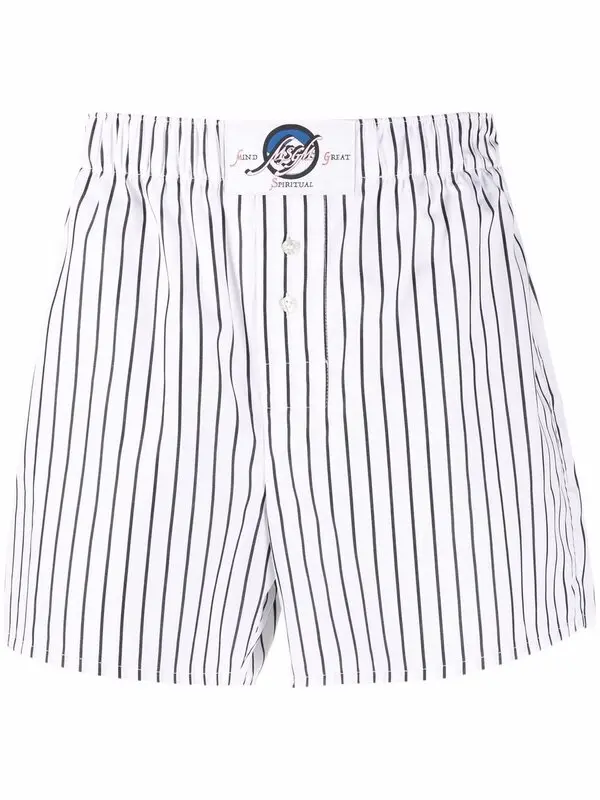 MSGM Logo-patch Striped Boxers - White