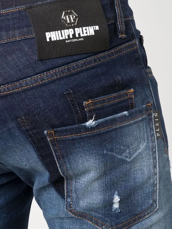 Philipp Plein Super Straight Stonewash Distressed Jeans