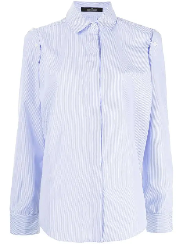 Rokh Pinstripe-print Tailored Long-sleeve Shirt