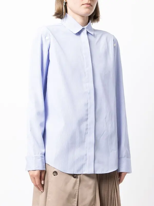 Rokh Pinstripe-print Tailored Long-sleeve Shirt