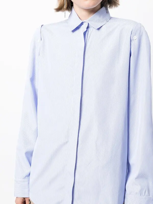 Rokh Pinstripe-print Tailored Long-sleeve Shirt