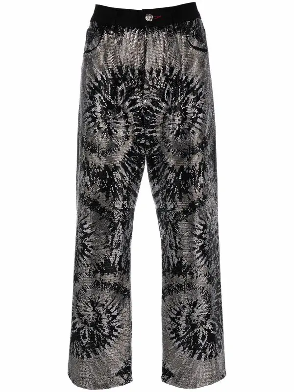 Philipp Plein Embellished Wide-leg Jeans