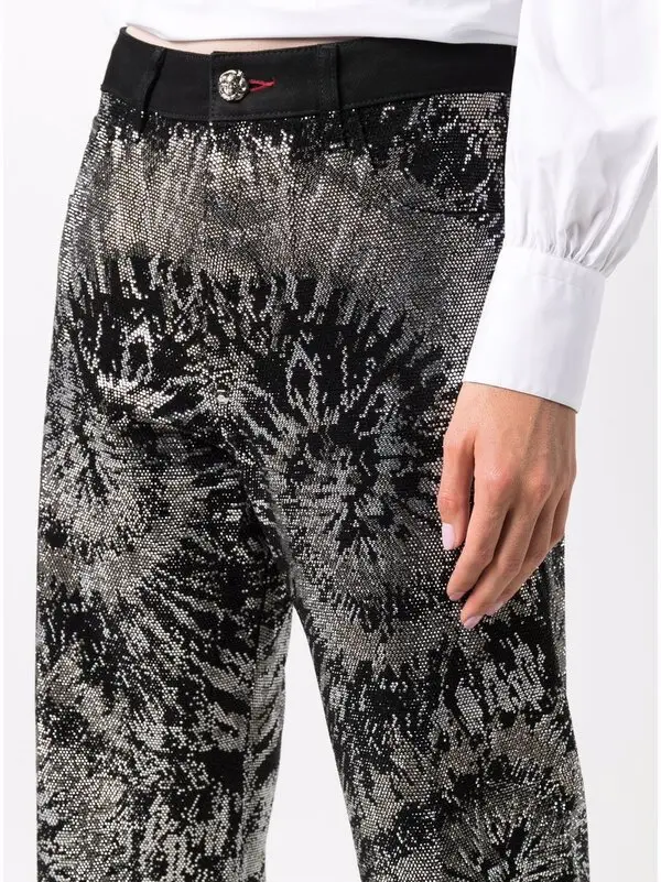 Philipp Plein Embellished Wide-leg Jeans