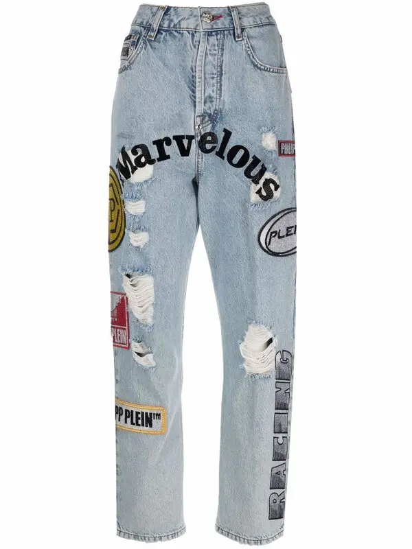 Philipp Plein Patchwork Boyfriend Jeans