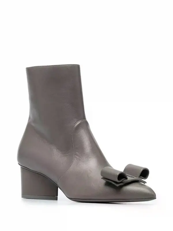 FERRAGAMO 50mm Viva Bow-detail Ankle Boots - Grey