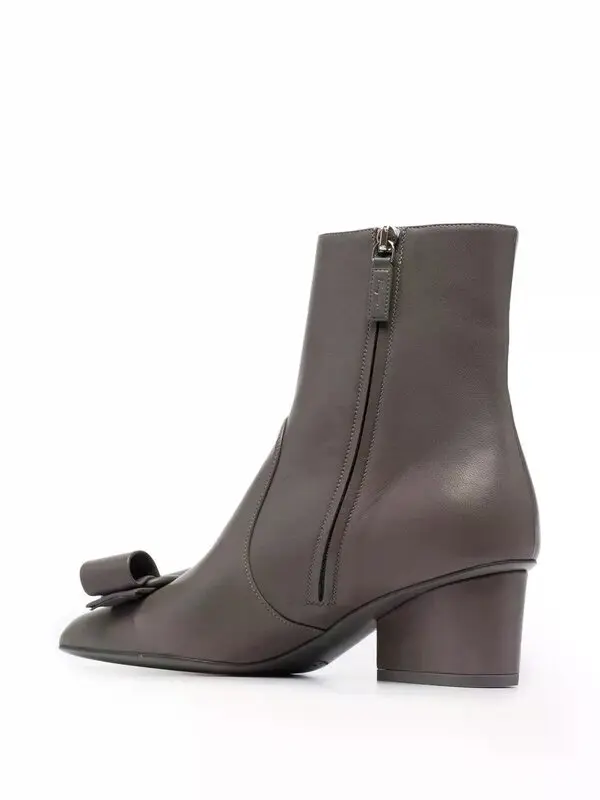 FERRAGAMO 50mm Viva Bow-detail Ankle Boots - Grey