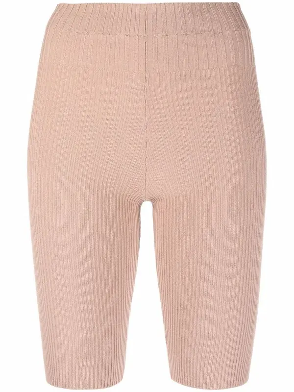 ANDREĀDAMO Ribbed Knit Cycling Shorts - Neutrals