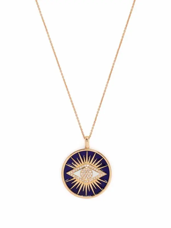 MONAN Name 18kt Rose Gold Diamond And Enamel Pendant Necklace - Pink
