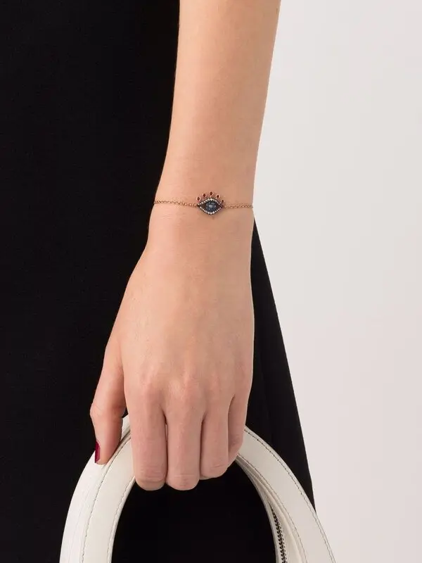 MONAN 18kt Rose Gold Evil Eye Diamond, Sapphire, And Ruby Bracelet