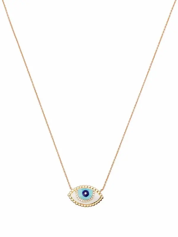MONAN Name 18kt Yellow Gold Evil Eye Necklace
