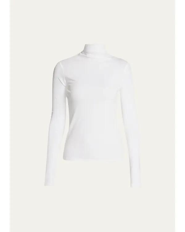 Vince Essential Long-sleeve Cotton Turtleneck Top - White