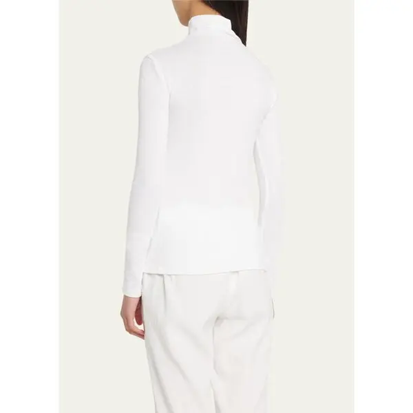 Vince Essential Long-sleeve Cotton Turtleneck Top - White
