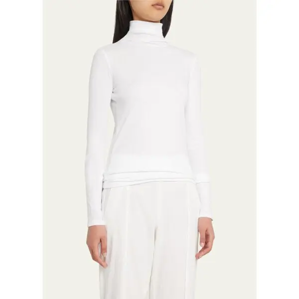 Vince Essential Long-sleeve Cotton Turtleneck Top - White
