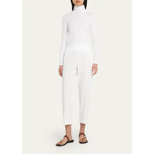 Vince Essential Long-sleeve Cotton Turtleneck Top - White