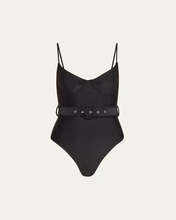 Simkhai Noa Belted One-piece Swimsuit - Black
