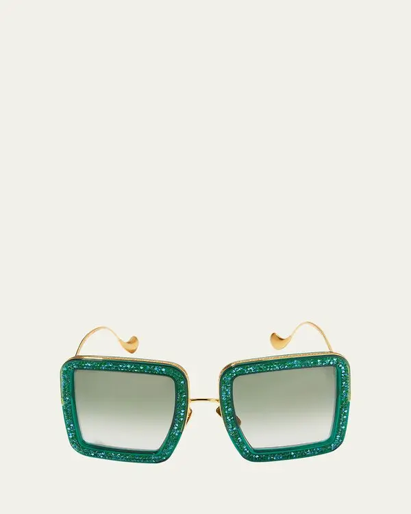 Anna-Karin Karlsson Beaming Sky Square Sunglasses - Emerald Crystal