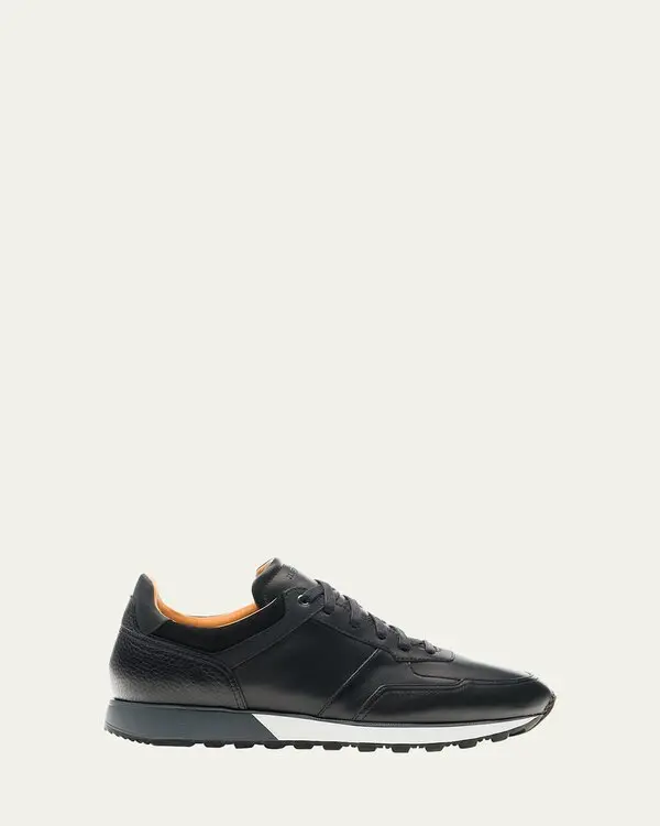 Magnanni Arco Mix-leather Trainer Sneakers - Black