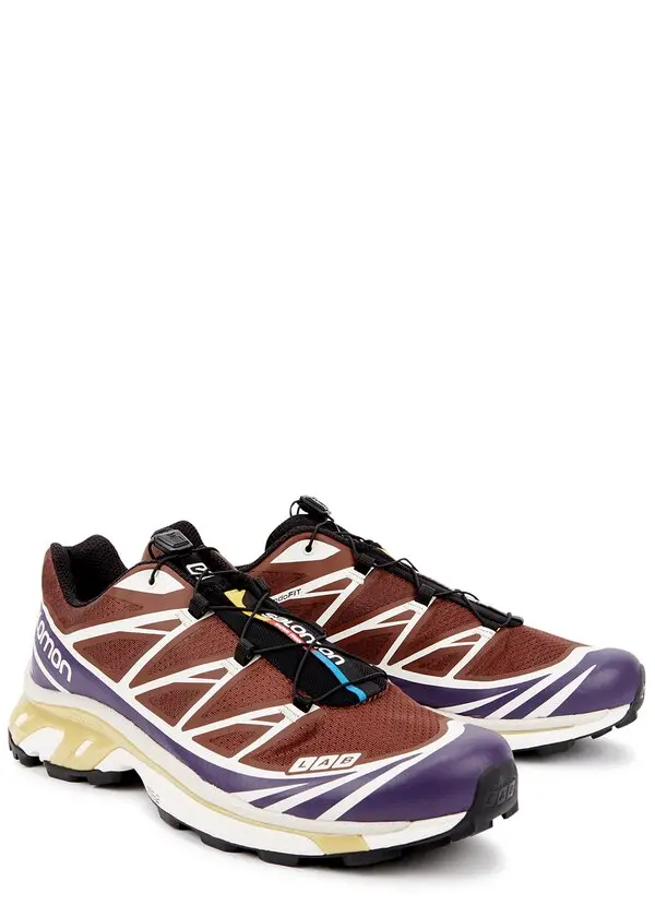 SALOMON Xt-6 Brown Panelled Sneakers