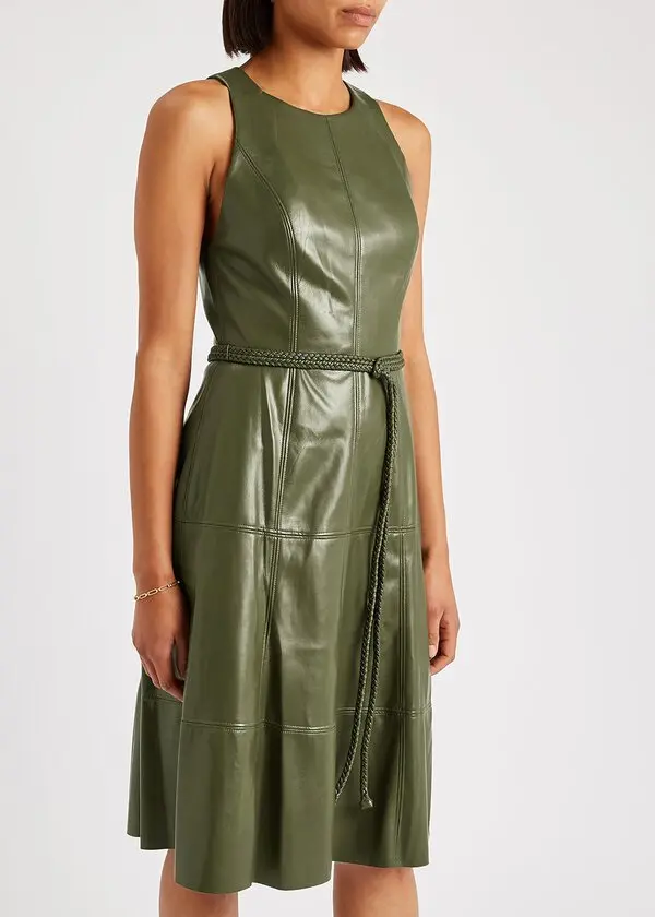 green emerald velvet dress Green Faux Leather Mini Dress – Haute Glam Boutique main image 1