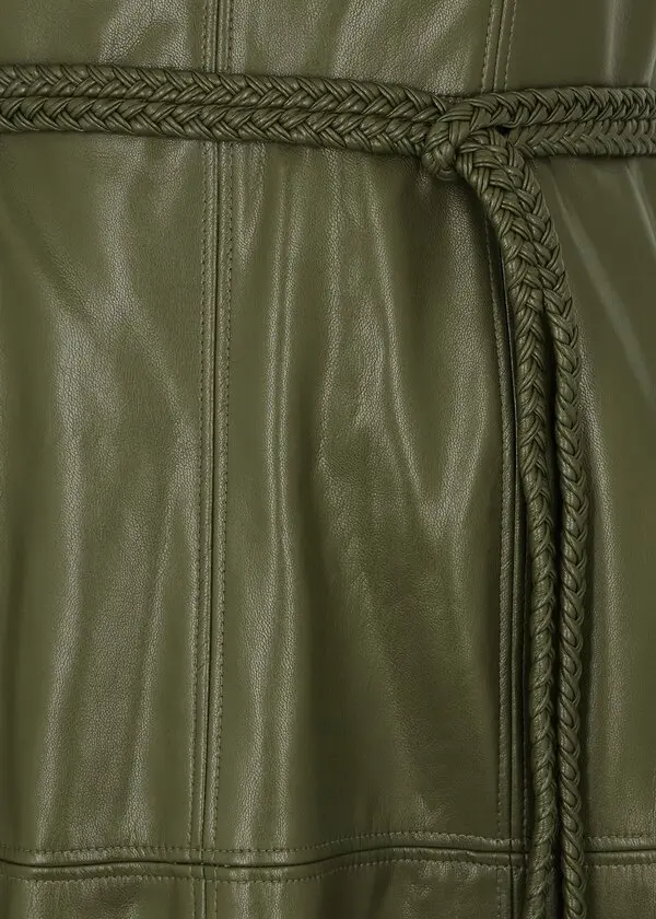 Alice + Olivia Leandra Faux Leather Dress In Olive - 33% Off | Editorialist