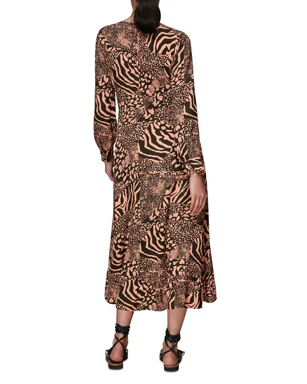 Whistles Patchwork Animal Print Midi Dress