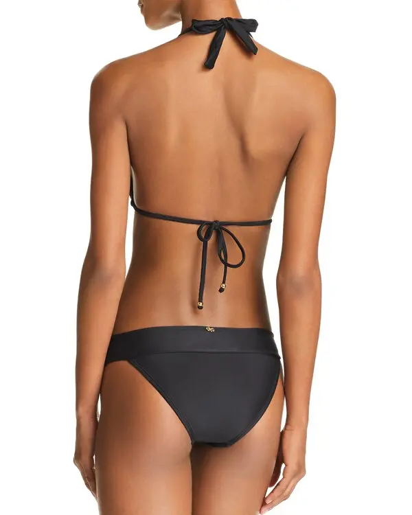 PQ SWIM Pilyq Lace Overlay Halter Bikini Top - Midnight