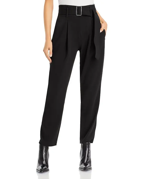 T Tahari Crepe Pleated Self-belted Pants