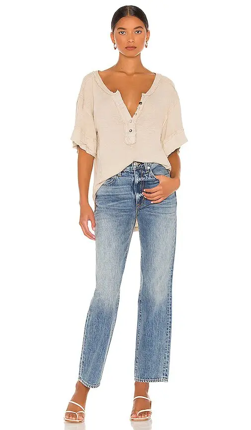 Free People Heritage Henley Tee In Neutral
