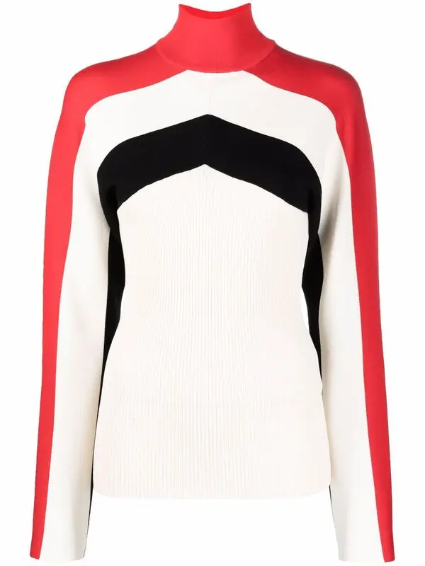 JIL SANDER Colour-block Roll-neck Jumper - White