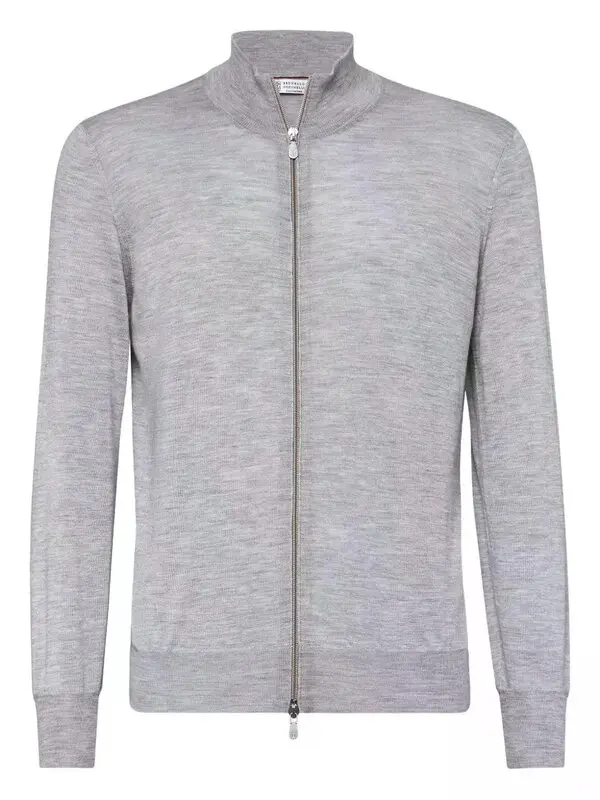 Brunello Cucinelli Zip-up Cashmere-silk Jumper - Grey