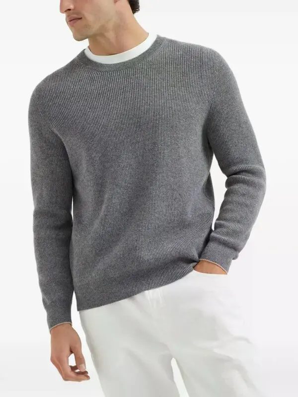 Brunello Cucinelli Ribbed-knit Cashmere Jumper - Grey