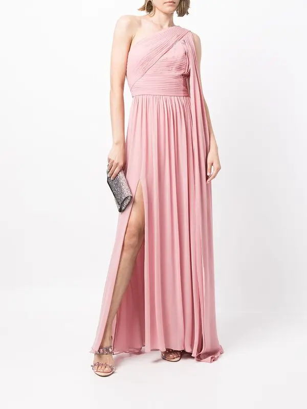 Elie Saab Asymmetric Flowing Side-sash Silk Gown