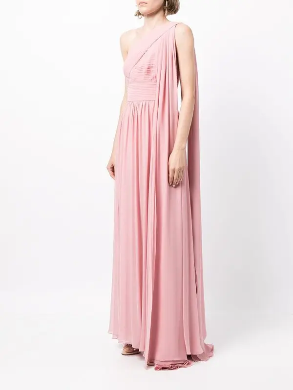 Elie Saab Asymmetric Flowing Side-sash Silk Gown