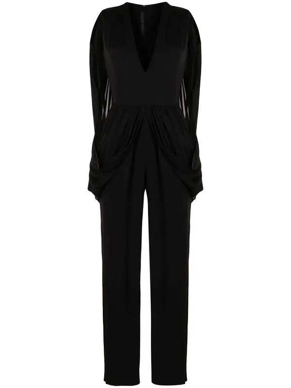 Elie Saab V-plunge Cape Jumpsuit - Black
