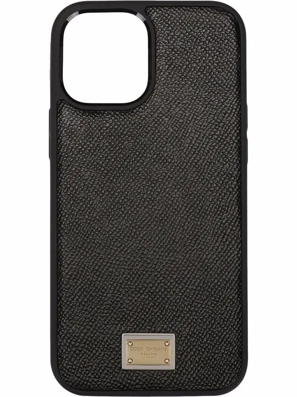 Dolce & Gabbana Logo Plate Calfskin Iphone 12 Pro Case - Black
