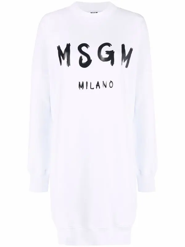 MSGM Logo-print Jersey Dress - White
