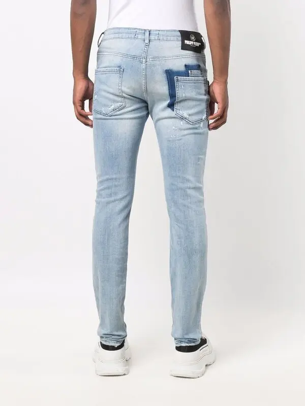 Philipp Plein Super Straight Stonewash Distressed Jeans