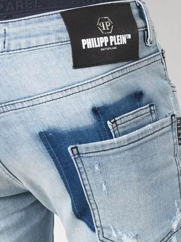 Philipp Plein Super Straight Stonewash Distressed Jeans